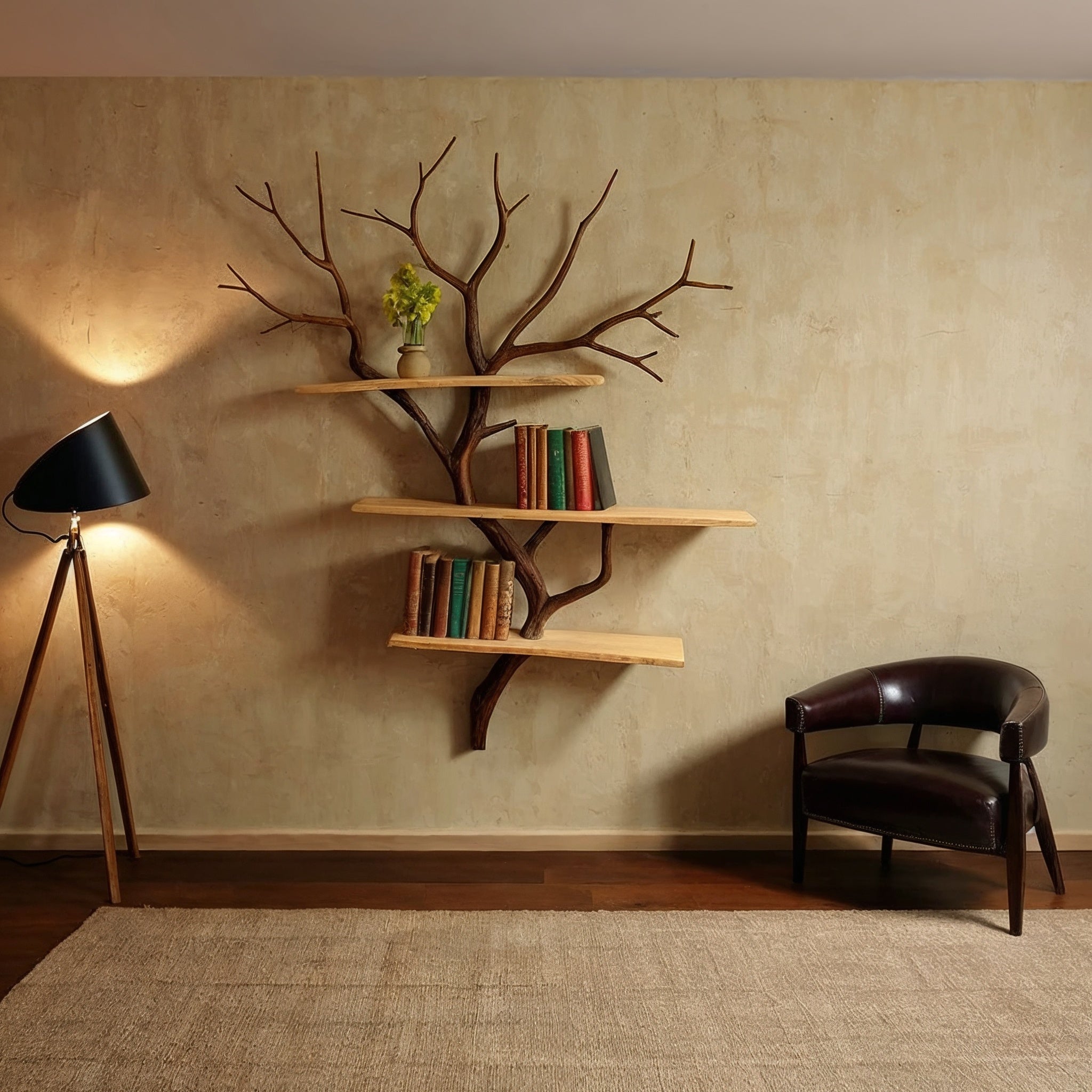 BranchForm Wall Tree Bookshelf | Minimalist Live Edge Design